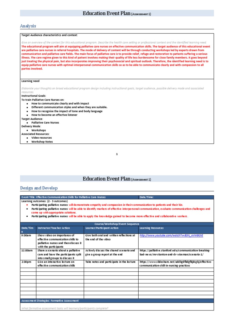 Education Event Plan: Analysis | PDF | Educational Assessment ...