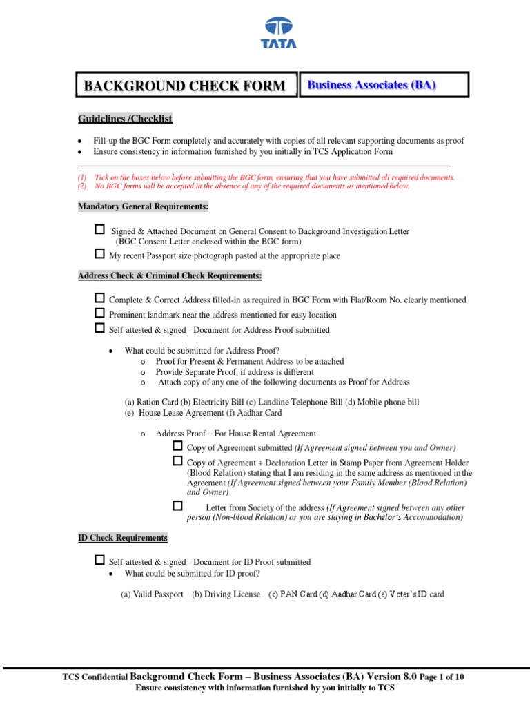 BA BGC Form Version 8. | PDF | Background Check | Common Law