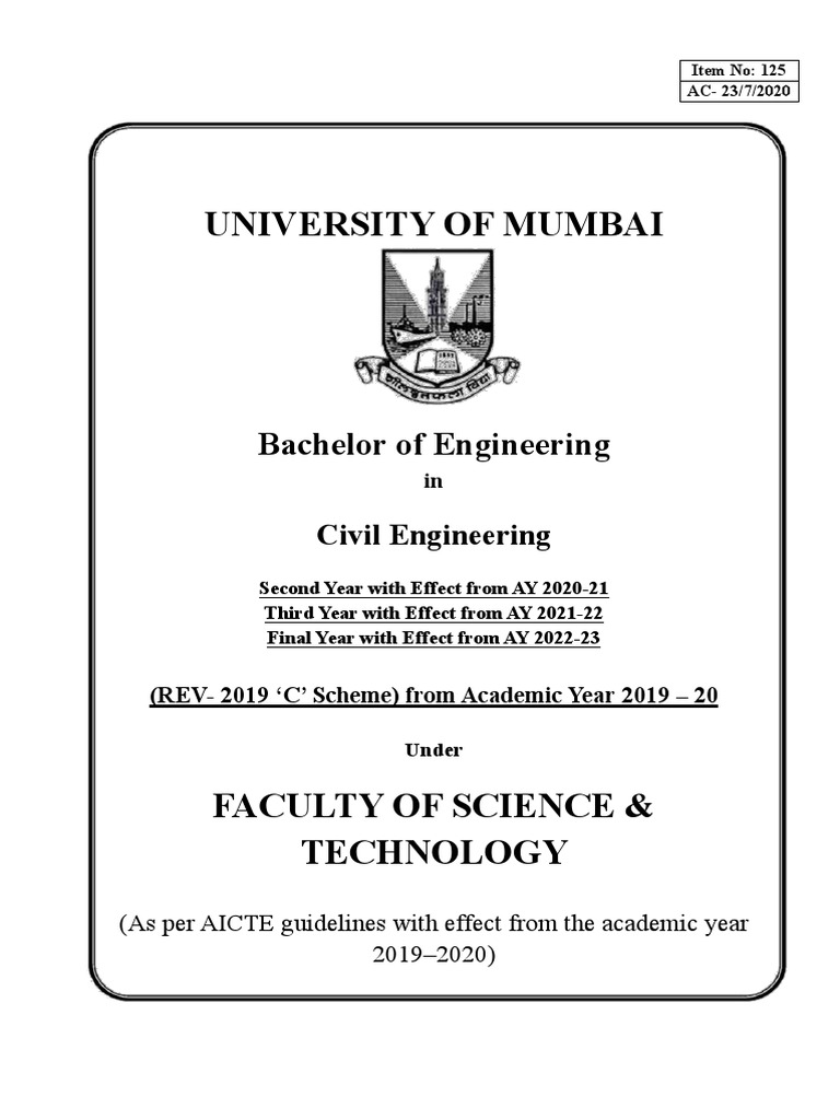 University of Mumbai Second Year B.E. Civil Engineering Syllabus for ...