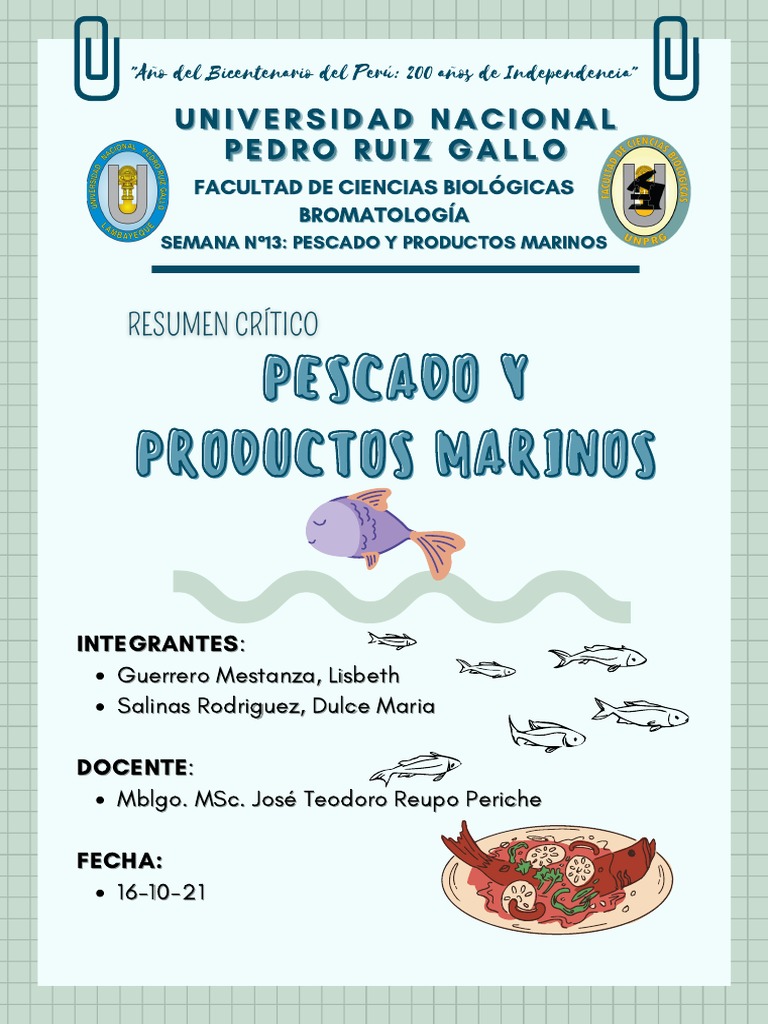 Resumen Critico - Peces | PDF | Pescado como alimento | Mariscos