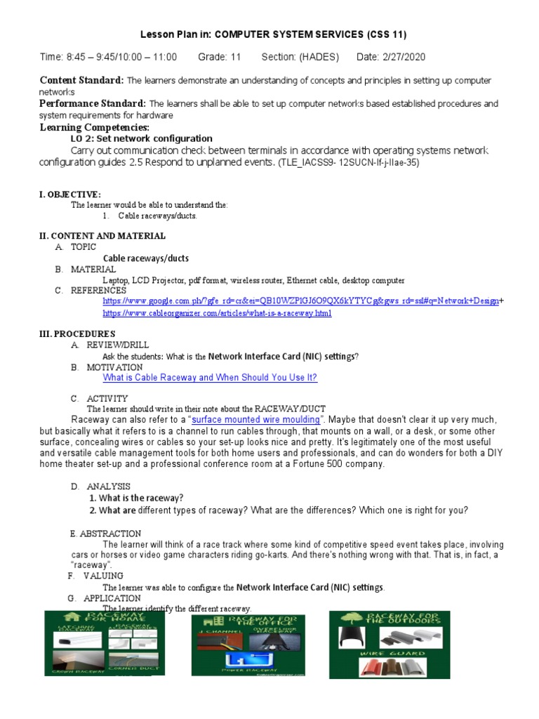 Content Standard: Performance Standard: Learning Competencies ...