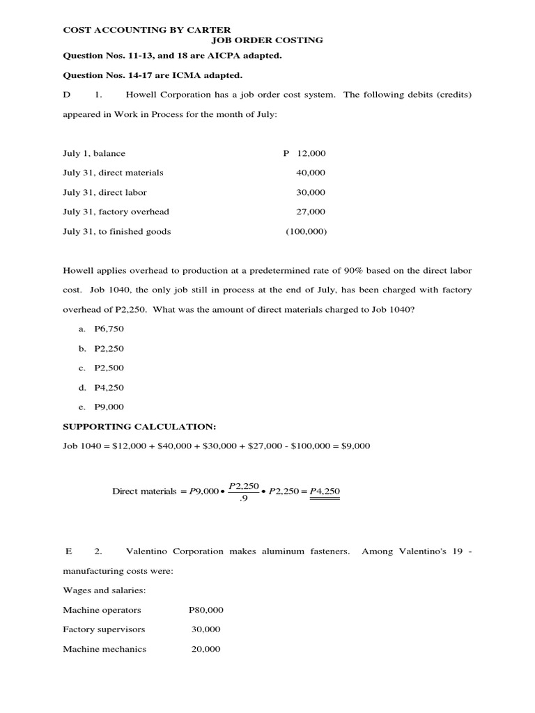 C5 (MC) - Cost Accounting by Carter (Part2) | PDF | Cost Of Goods Sold ...