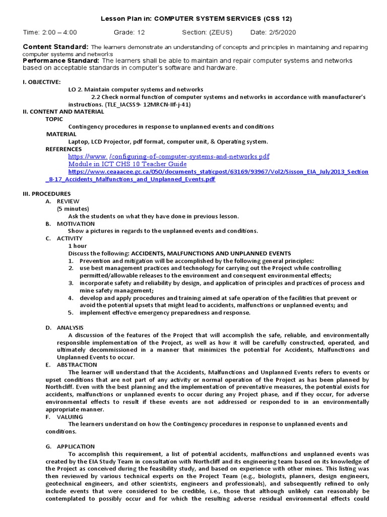 Maintaining Computer Systems and Networks: Procedures for Responding to Unplanned Events | PDF ...