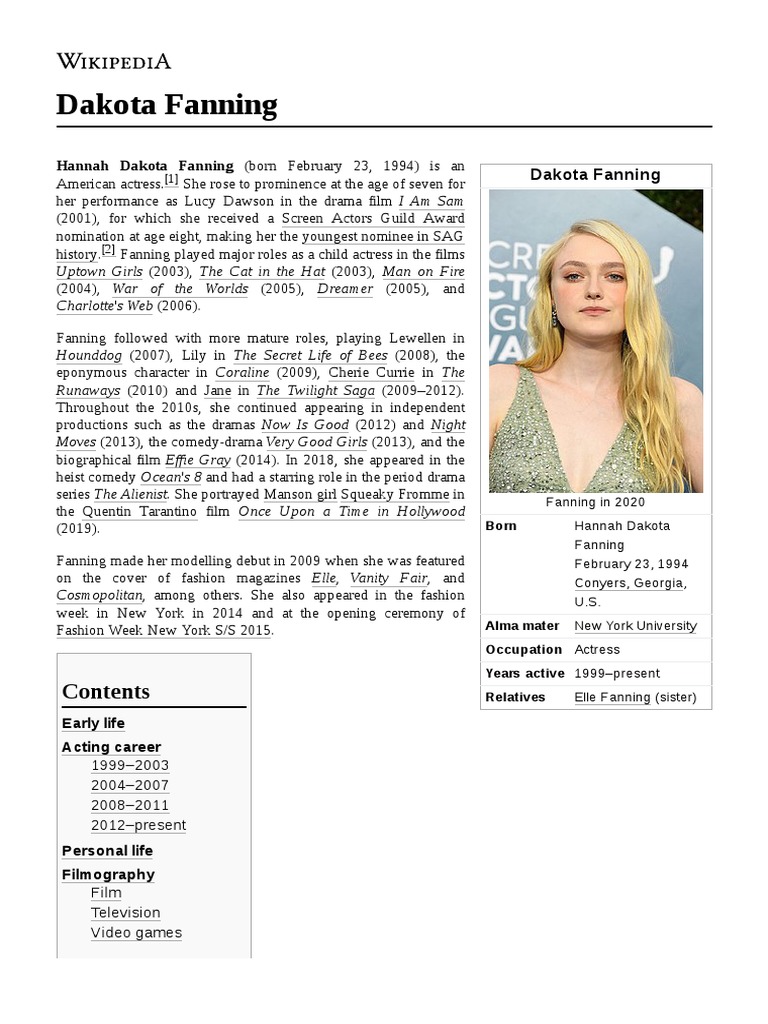 Hannah Dakota Fanning (Born February 23, 1994) Is An | PDF | Art