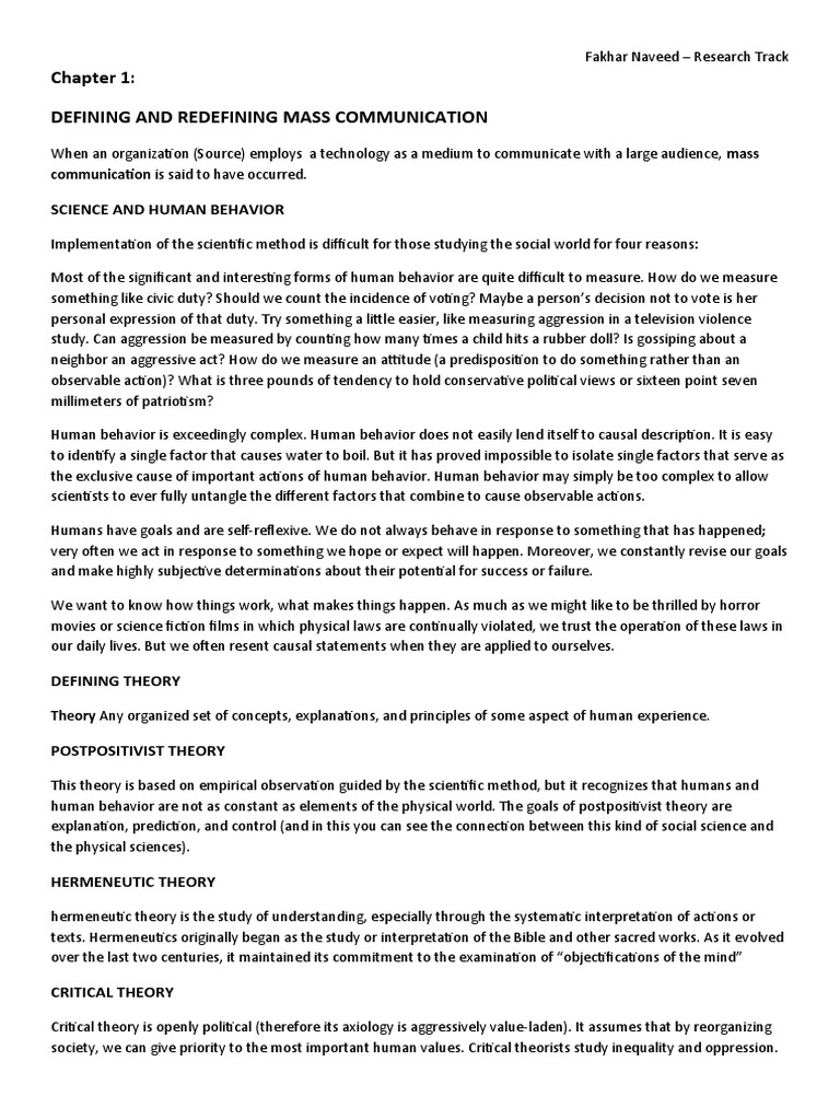 Four Eras of Mass Communication Theory | PDF | Theory | Mass Media