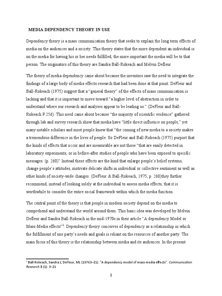 Media Dependency Theory in Use | PDF | Theory | Mass Media