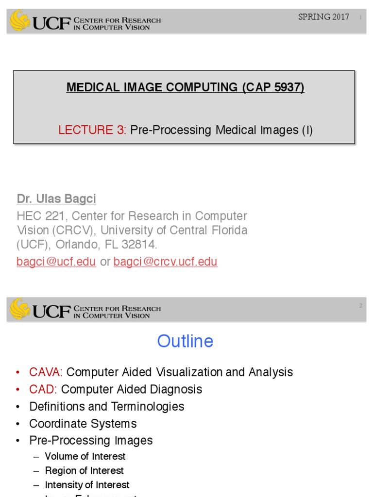 Medical Image Computing (Cap 5937) : Pre-Processing Medical Images (I ...