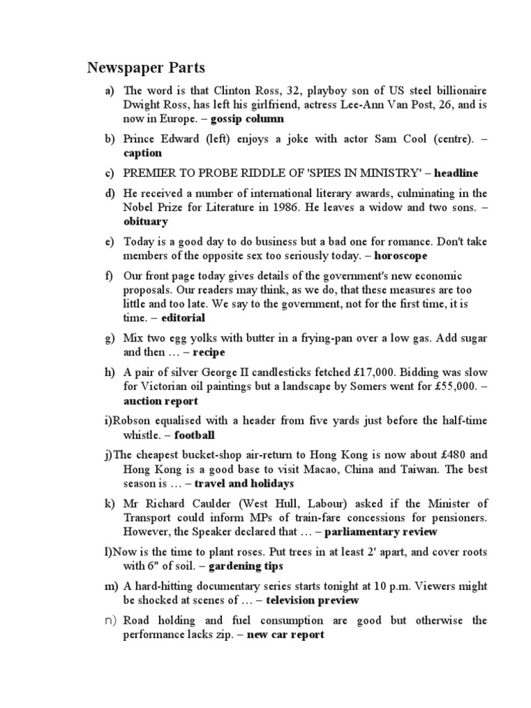 3 Newspaper Parts | PDF