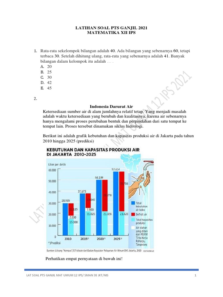 Latihan Soal Pts Ganjil Mat Umum 12 Ips 2021 | PDF | Metode & Bahan Ajar