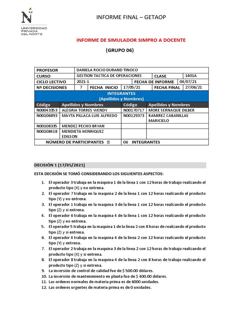 Informe Simpro Grupo 6 | PDF | Economias
