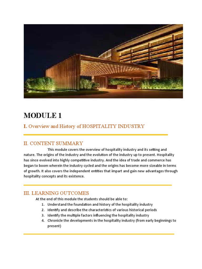 Module 1-Lodging Operations | PDF | Hotel | Restaurants