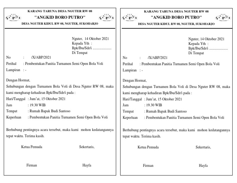 Undangan Rapat Pemuda | PDF