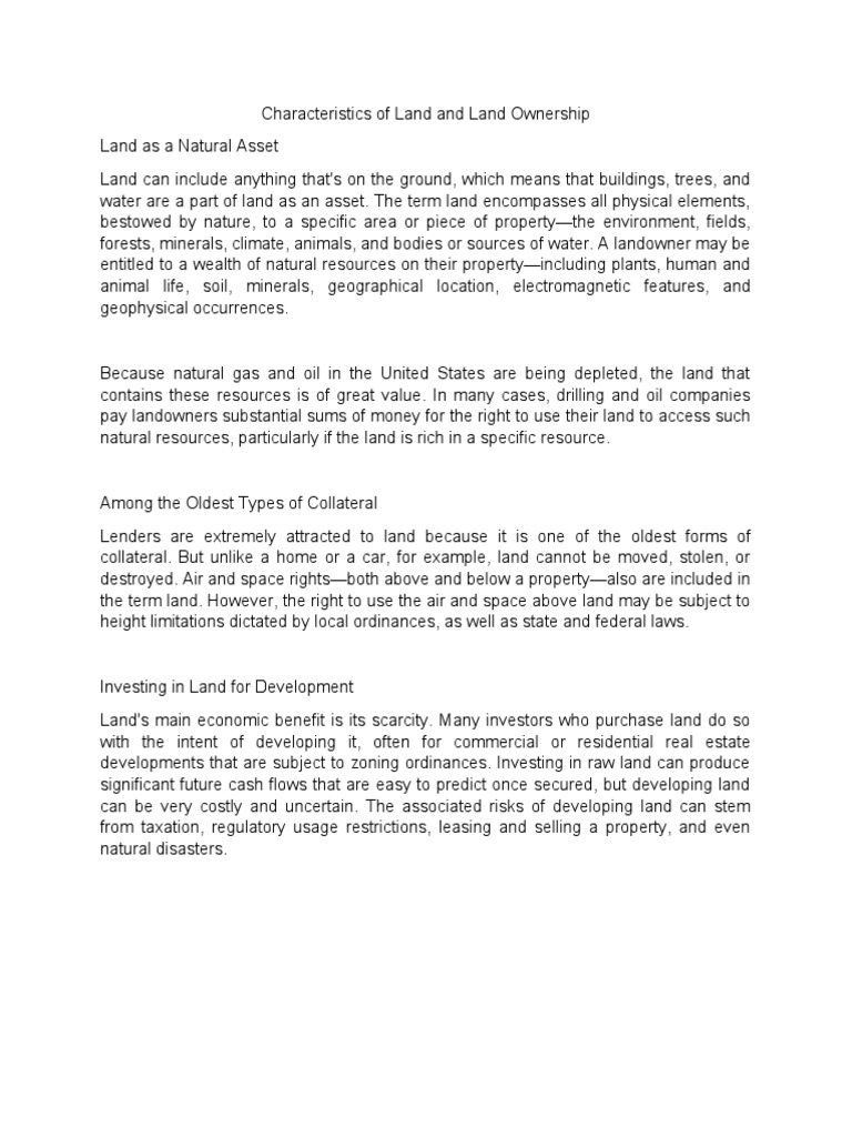 Characteristics of Land Ownership | PDF