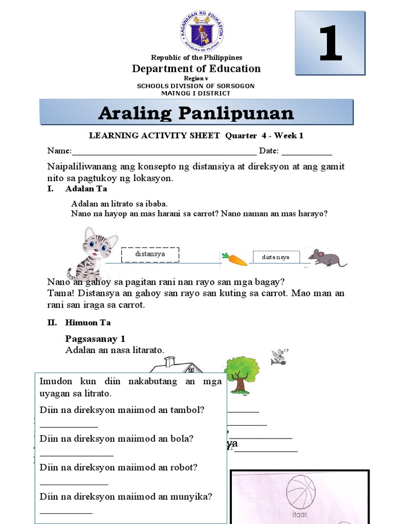 LAS AP Week 1 Grade 1 | PDF