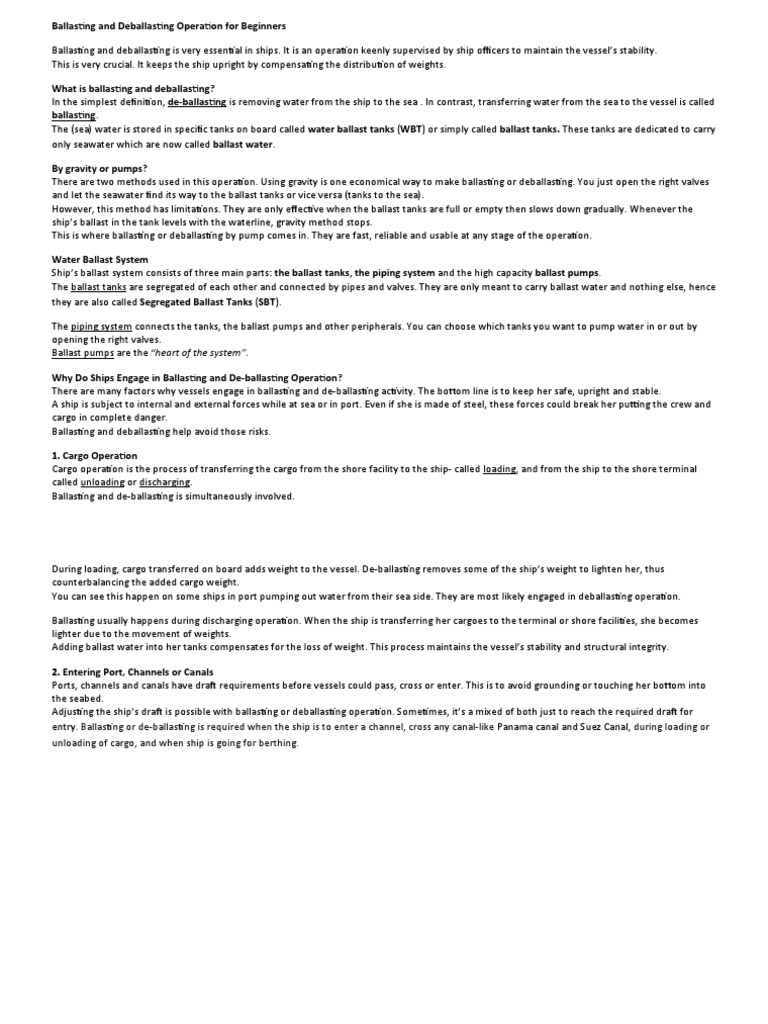 Ballasting and Deballasting | PDF | Ships | Port
