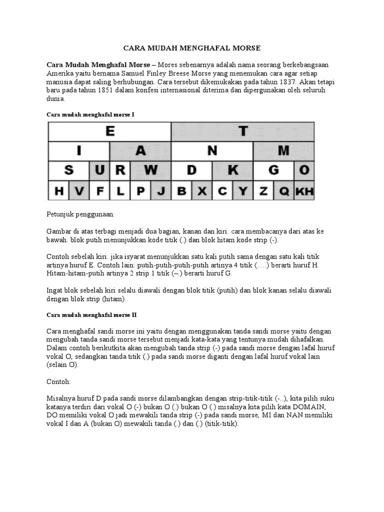 Cara Mudah Menghafal Morse | PDF
