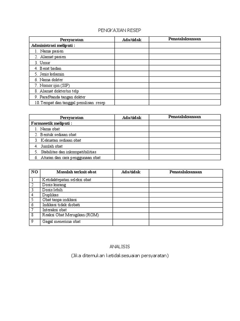 Form Pengkajian Resep | PDF
