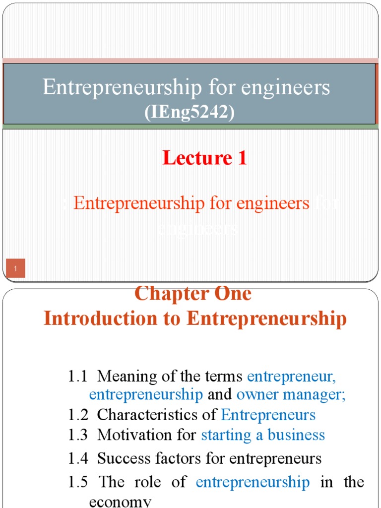 Chapter One Enterpreneurship | PDF | Entrepreneurship | Economies