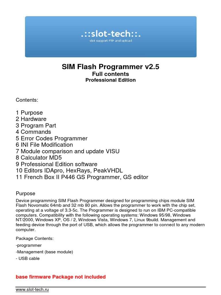 SIM Flash Programmer v2.5: Full Contents | PDF | Flash Memory | Device Driver