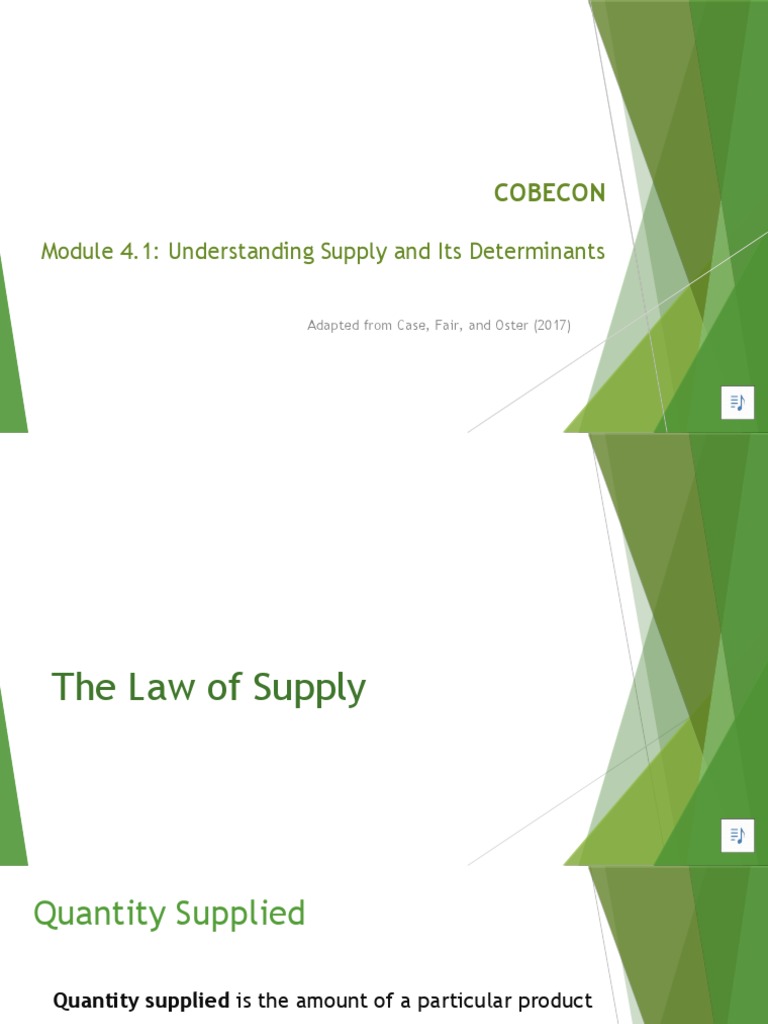COBECON - Module4.1 - Supply | PDF | Supply (Economics) | Prices
