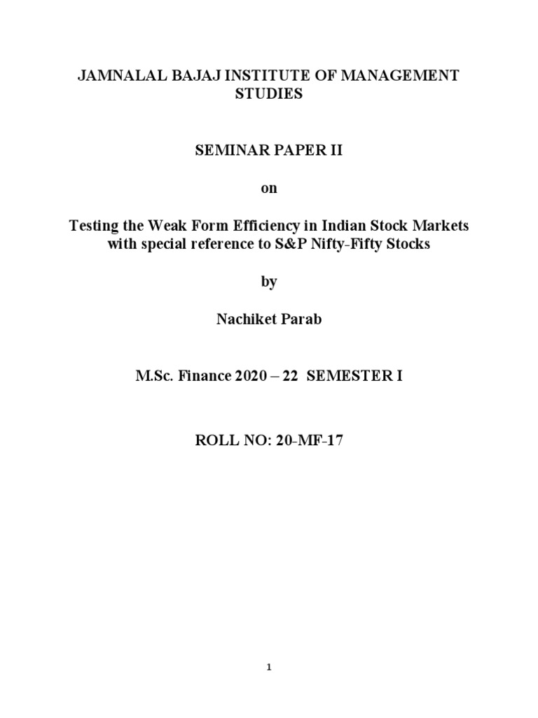 20-MF-17 Weak Form Efficiency Study of Indian Stock Market | PDF ...