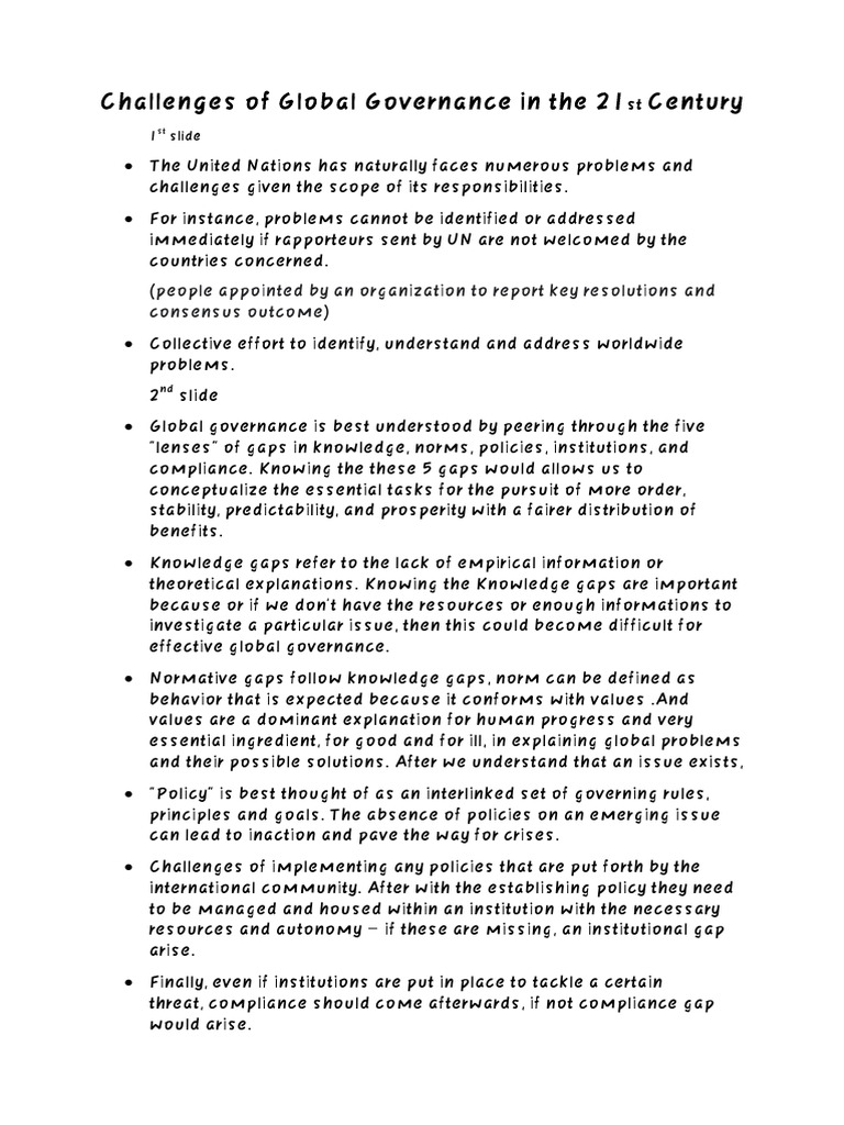 Challenges of Global Governance in The 21st Century | PDF