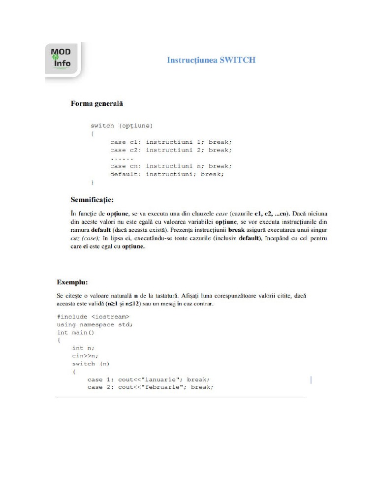 Case (Pascal) Switch (C++) | PDF