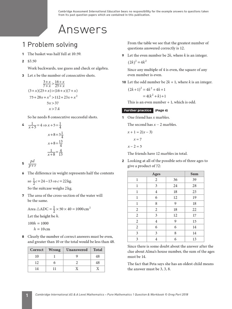 Mathematics Problem Solving Workbook | PDF
