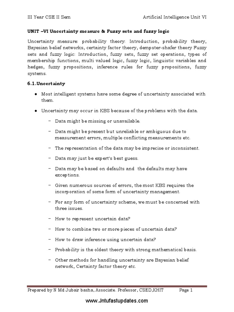 Ai R16 - Unit-6 | PDF | Bayesian Network | Fuzzy Logic