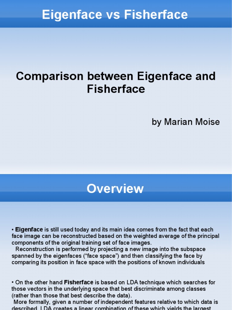 Eigenfaces Vs Fisher Faces Presentation | PDF | Eigenvalues And ...