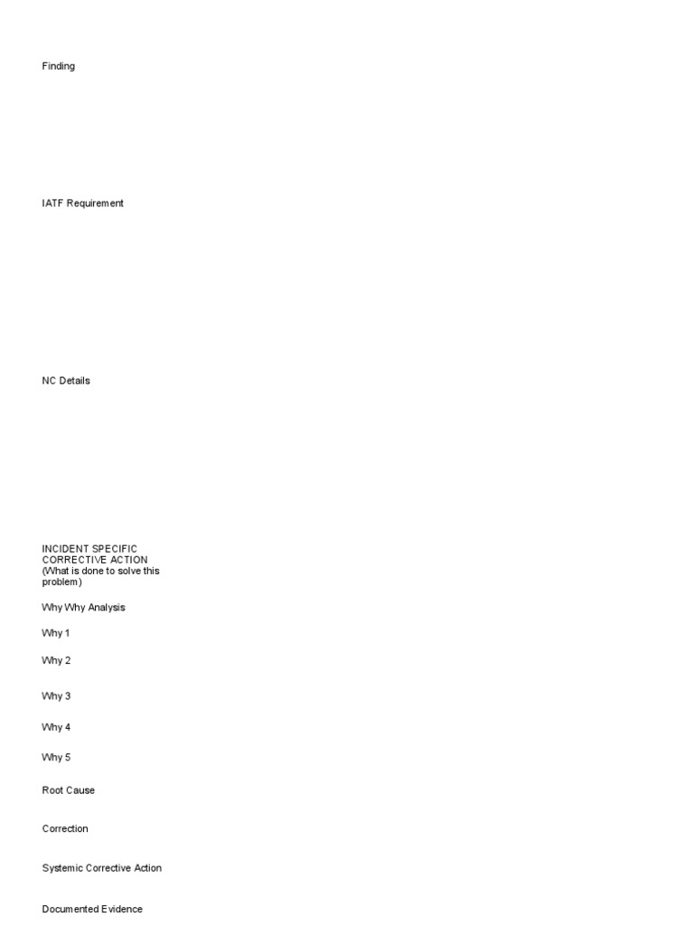 NC Closure 5 Why Analysi | PDF | Audit | Systems Science