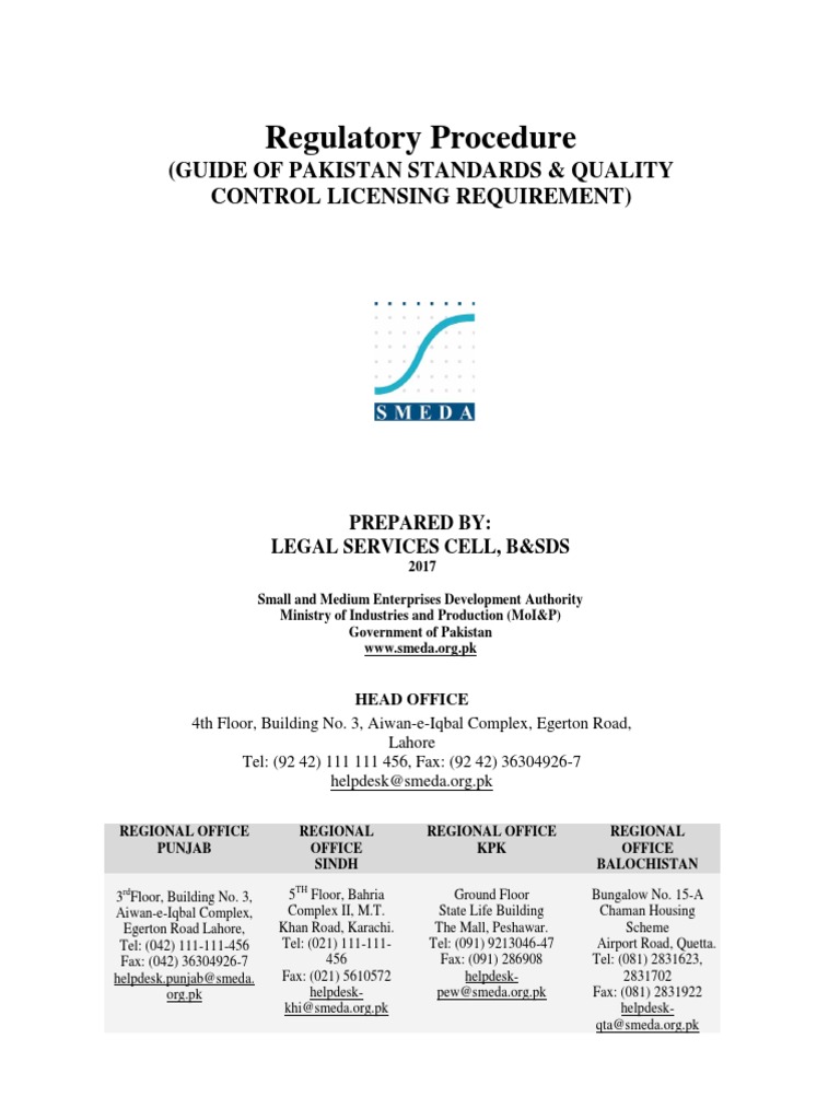 Regulatory Procedures - Pakistan Quality Standards Compliance PSQCA ...