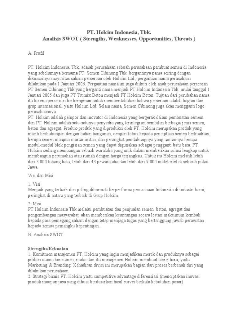 Pt Holcim Indonesia Tbk Irianty Pdf