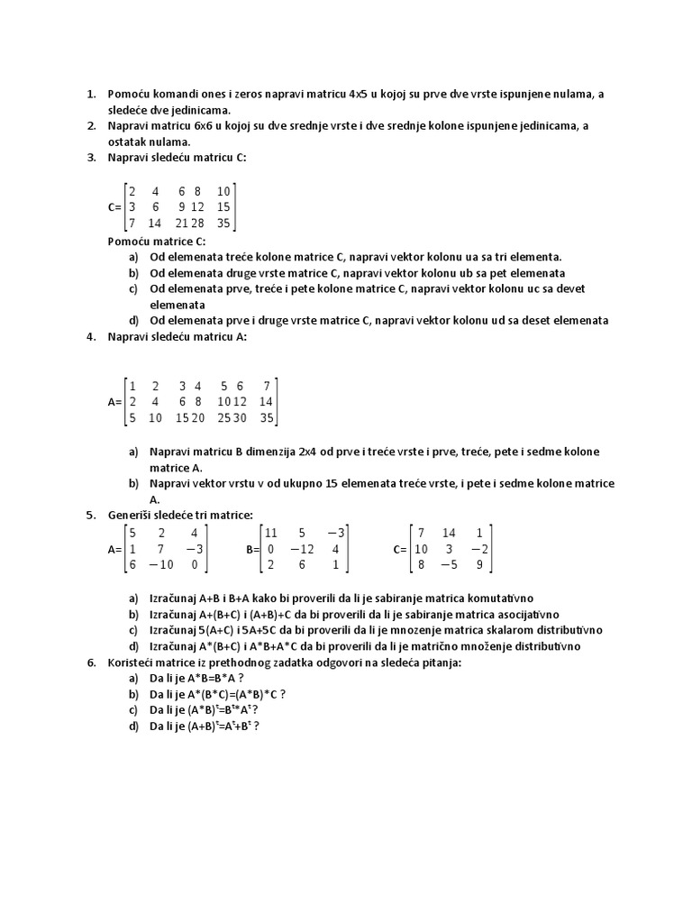 Vezbanje Matrice | PDF
