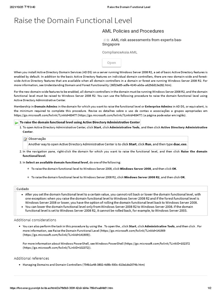 Raise The Domain Functional Level | PDF | Active Directory | Software
