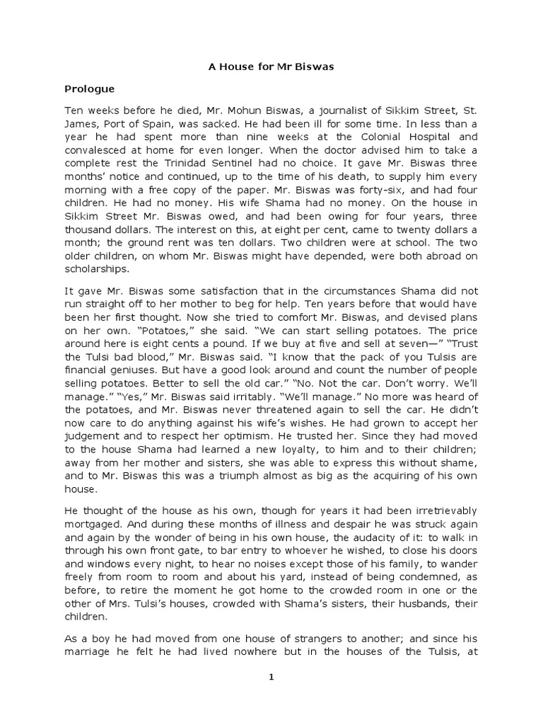 A House For MR Biswas | PDF