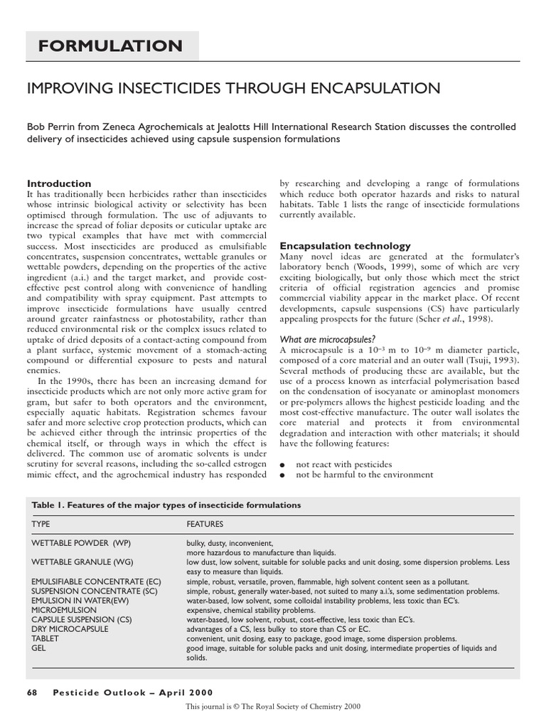 ZEON Technology - Improving Insecticide Thru Encapsulation | PDF ...