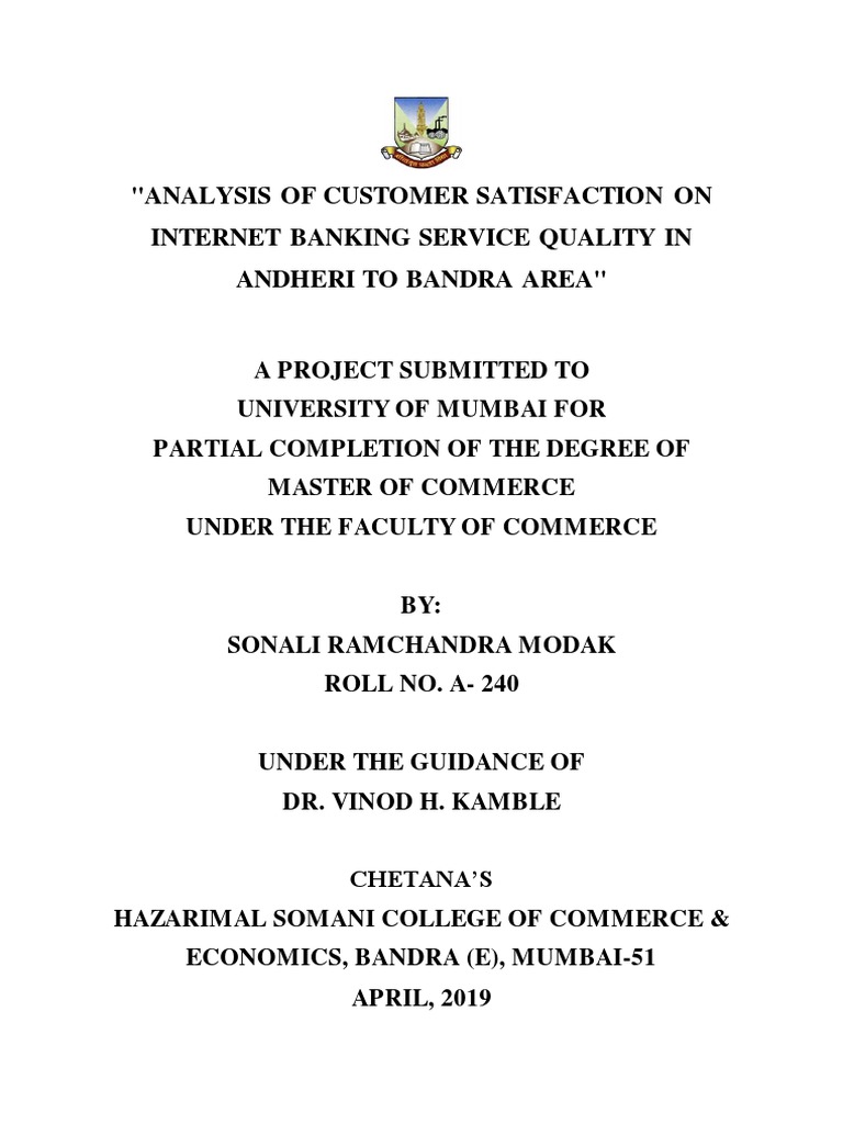 SAMPLE M.Com Research Project | PDF | Online Banking | Banks & Banking