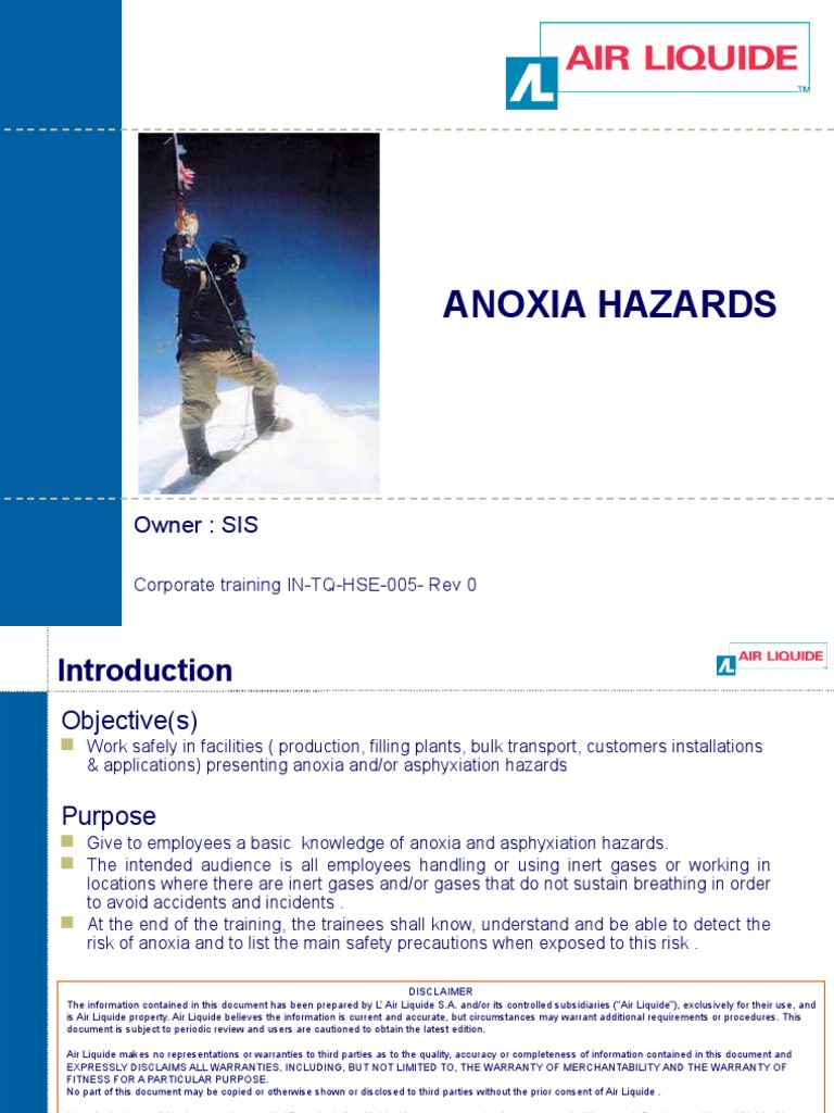 Anoxia Hazards Safety Training | PDF | Hypoxia (Medical) | Breathing