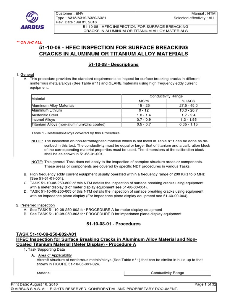51-10-08 - Hfec Inspection For Surface Breacking Cracks in Aluminum or ...