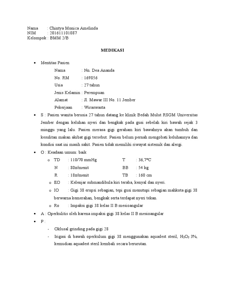 Operkulitis Akibat Impaksi Gigi 38 | PDF