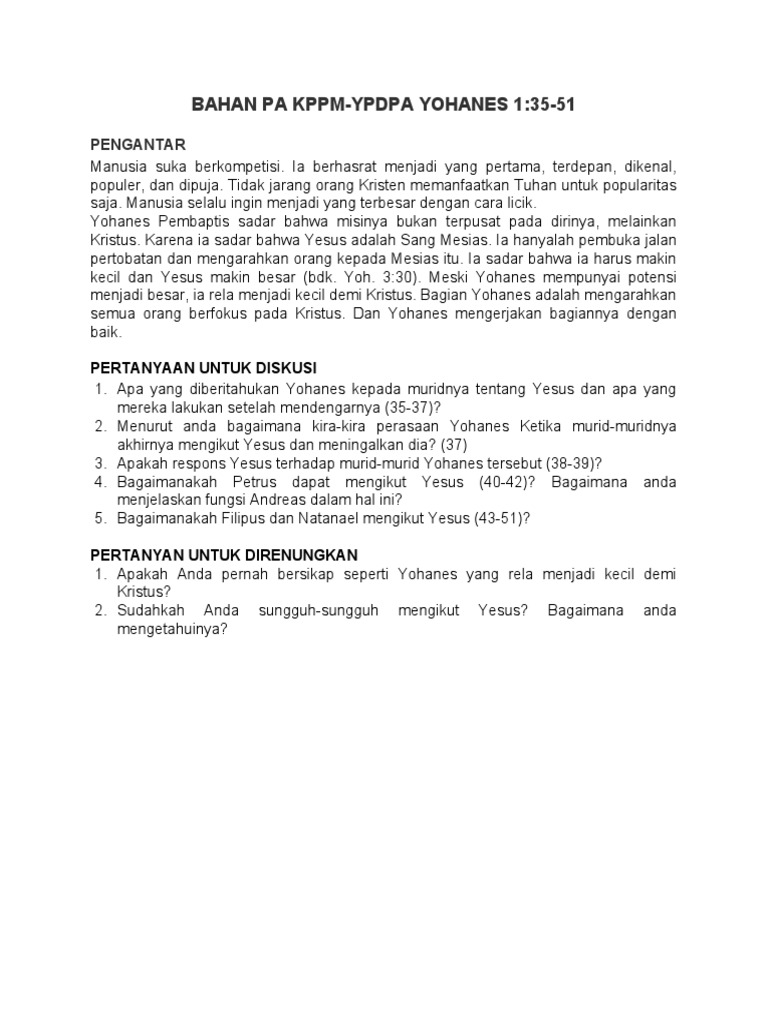 Bahan Pa Yohanes 1 35 51 | PDF