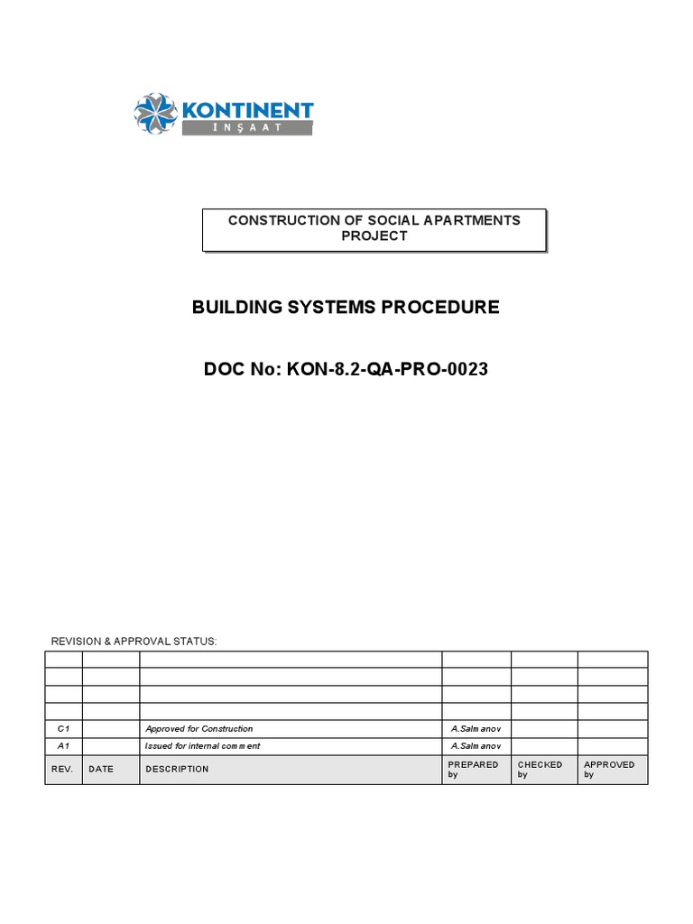 KON 8.2 QA PRO 0023 C1 Building Systems Procedure | Descargar gratis ...