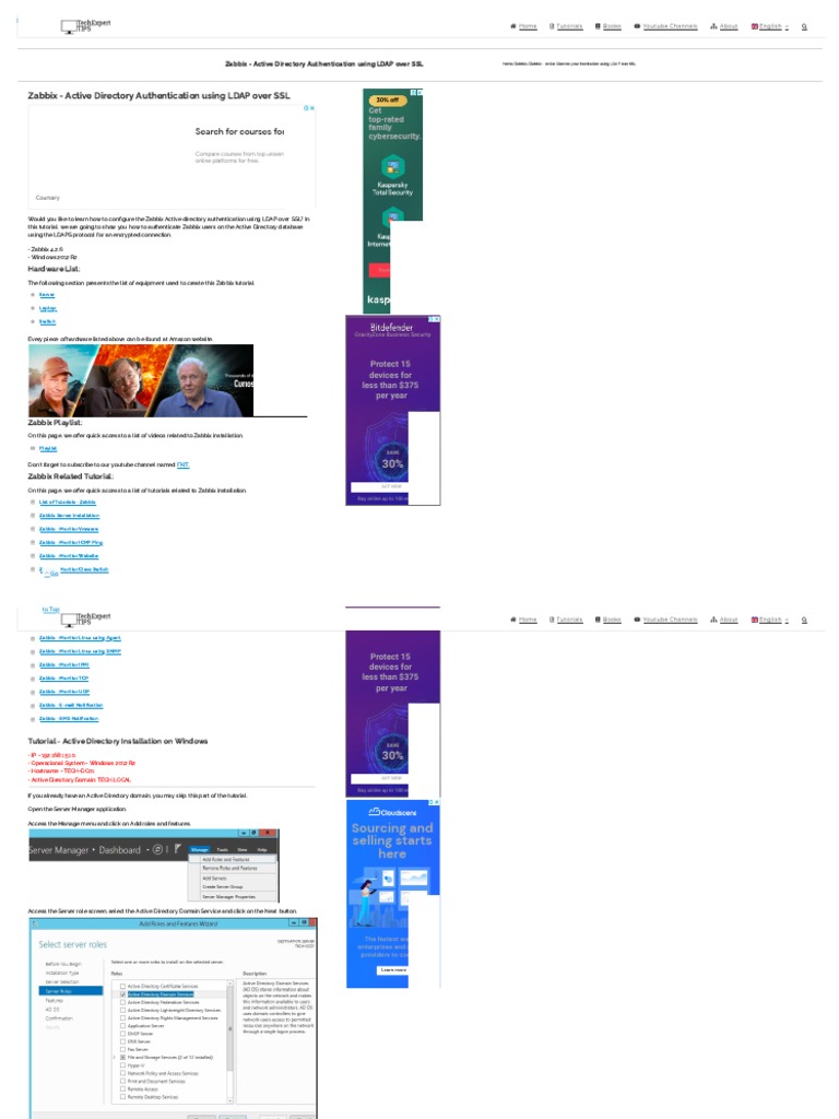 Tutorial Zabbix - Active Directory Authentication Using LDAP Over SSL | PDF | Active Directory ...
