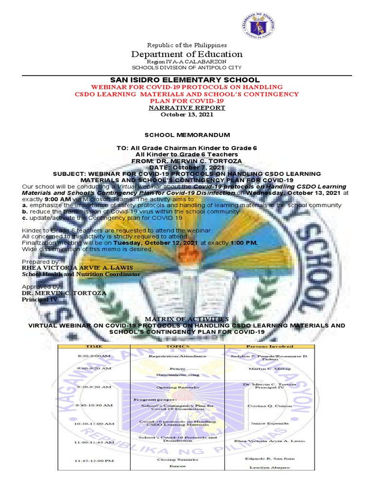Sample of A Comprehensive Narrative Report | PDF | Disinfectant ...