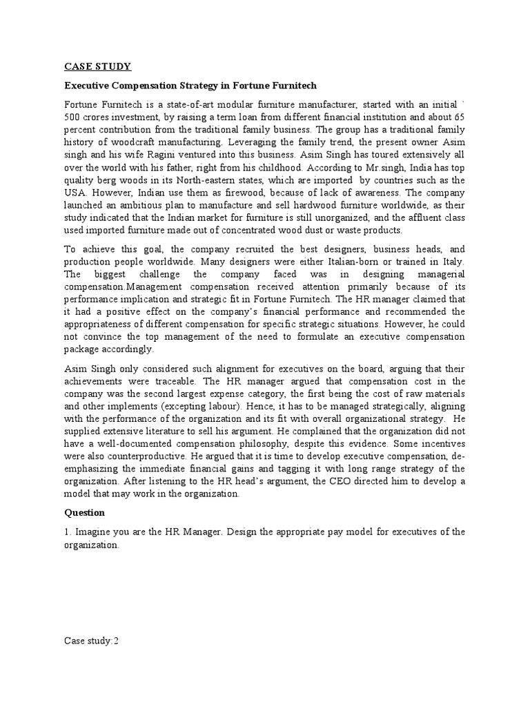 Executive Compensation - Case Study | PDF | Executive Compensation | Incentive