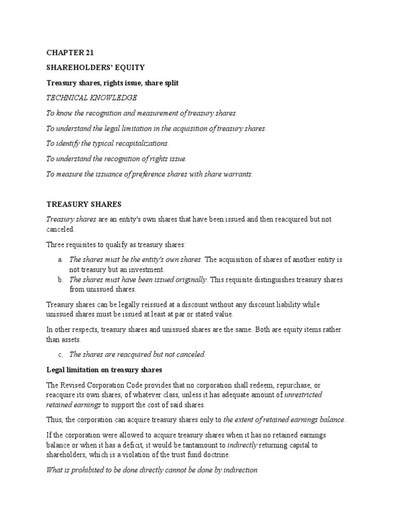 Chapter 21 Ia2 | PDF | Treasury Stock | Stocks