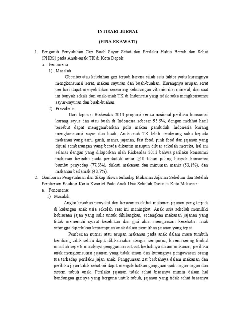 Intisari Jurnal Kesehatan Anak dan Remaja | PDF | Kesehatan Holistik ...