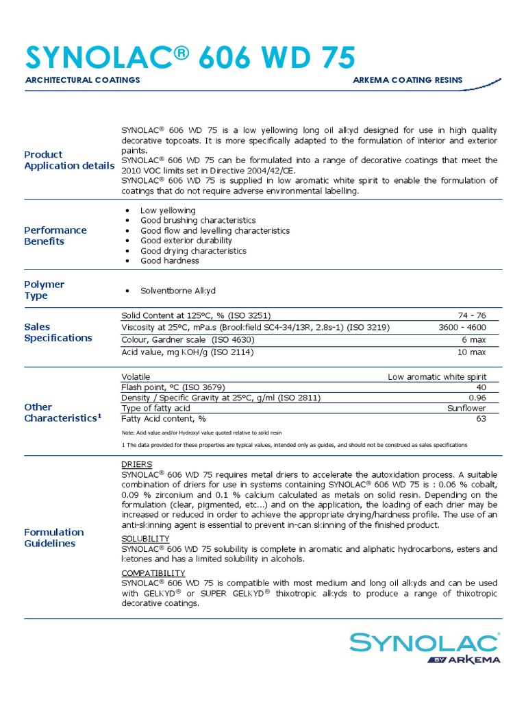 Synolac 606 WD 75 | PDF | Medical Device | Physical Sciences