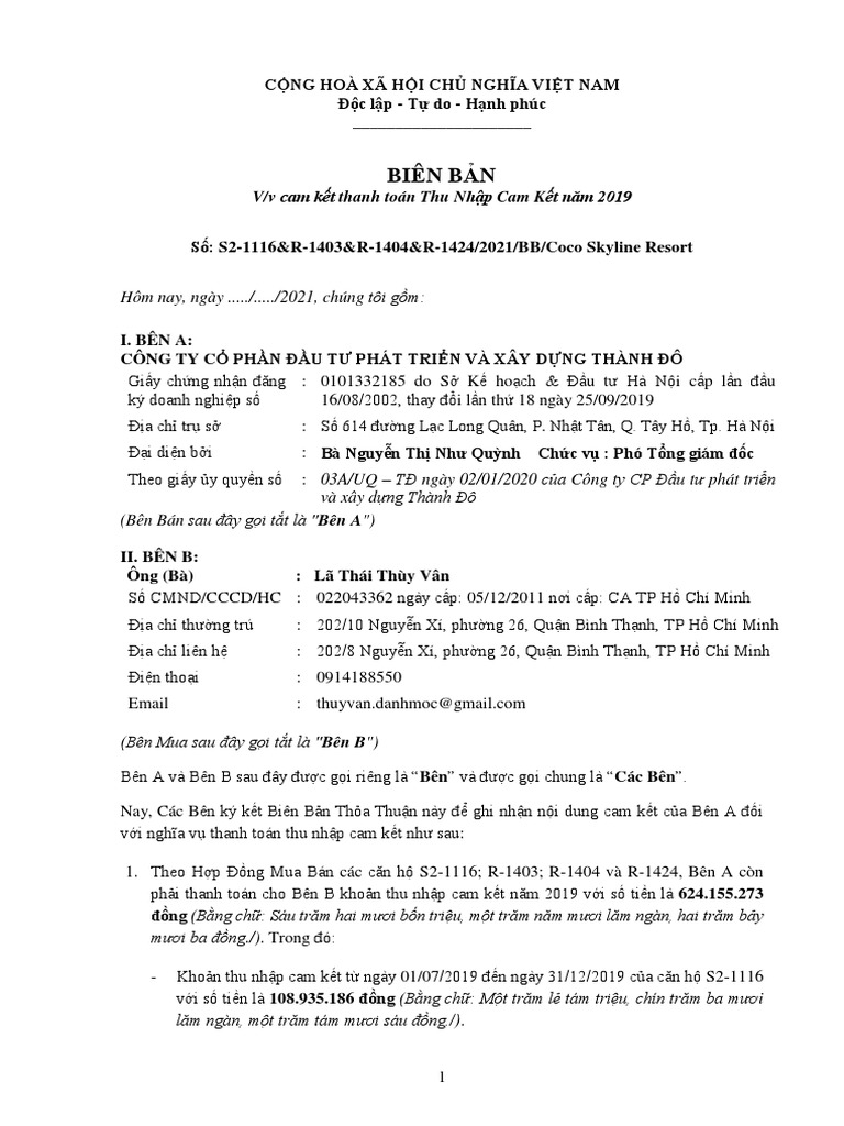 BB Thanh Toán TNCK S2-1116 | PDF